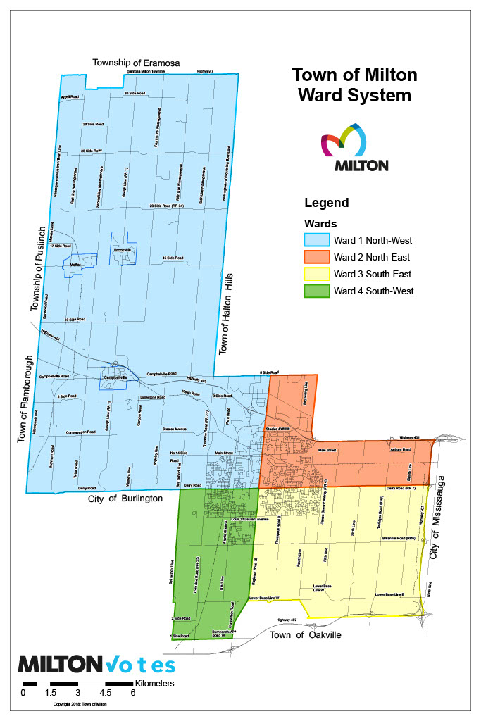 This helpful map shows you where each Ward in Milton is located | FM101 ...